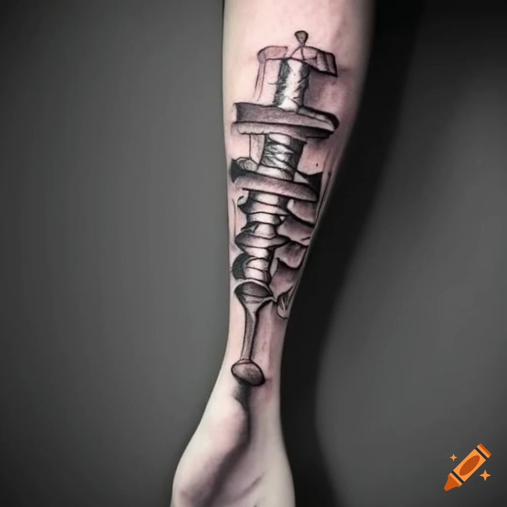 Simple sword tattoo with biomedical engineering theme on Craiyon