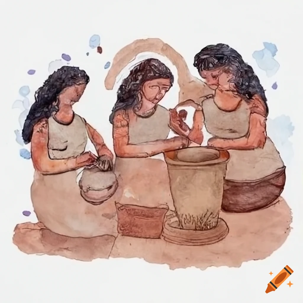 Ancient women crafting pottery in neolithic era on Craiyon