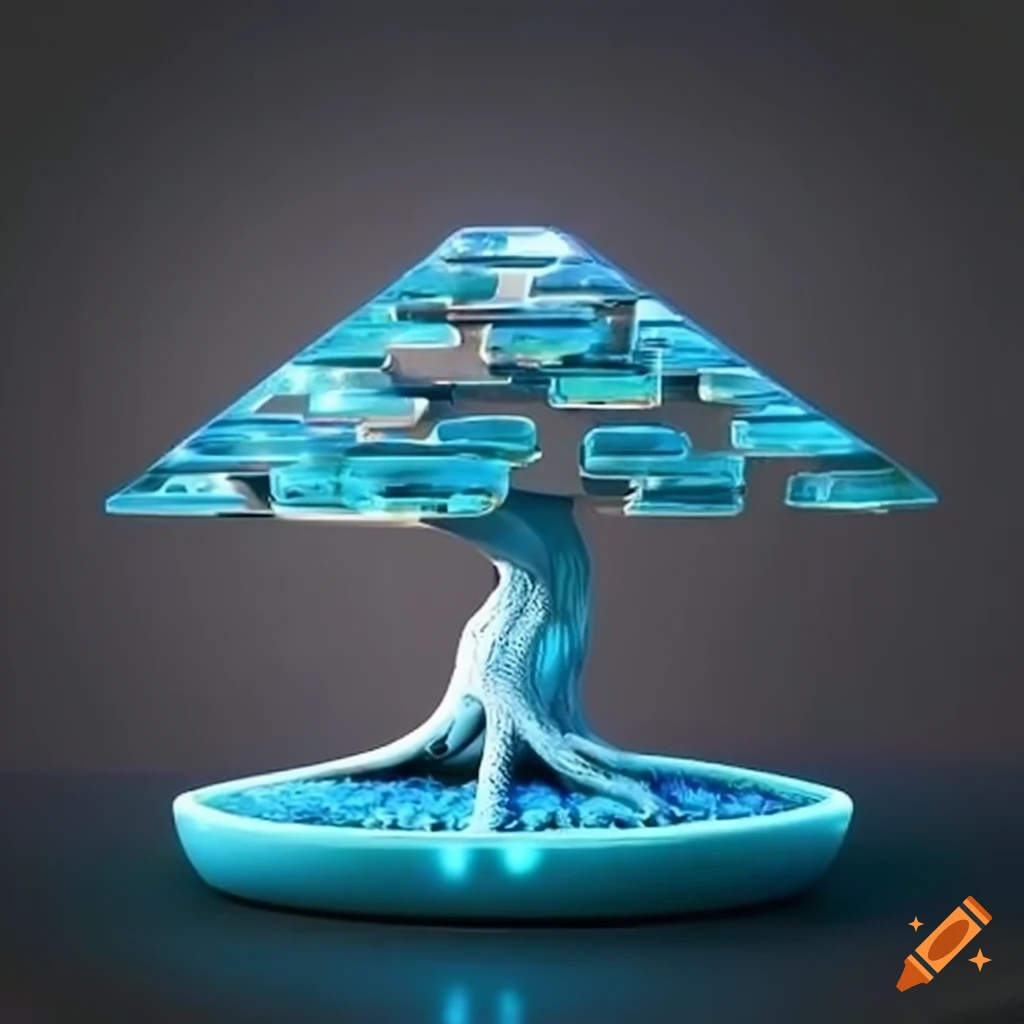 Futuristic bonsai tree made of technology on Craiyon