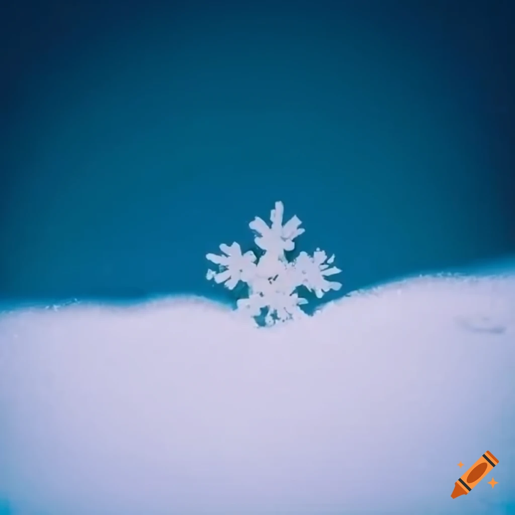 Close-up of a snowflake on a snowy field