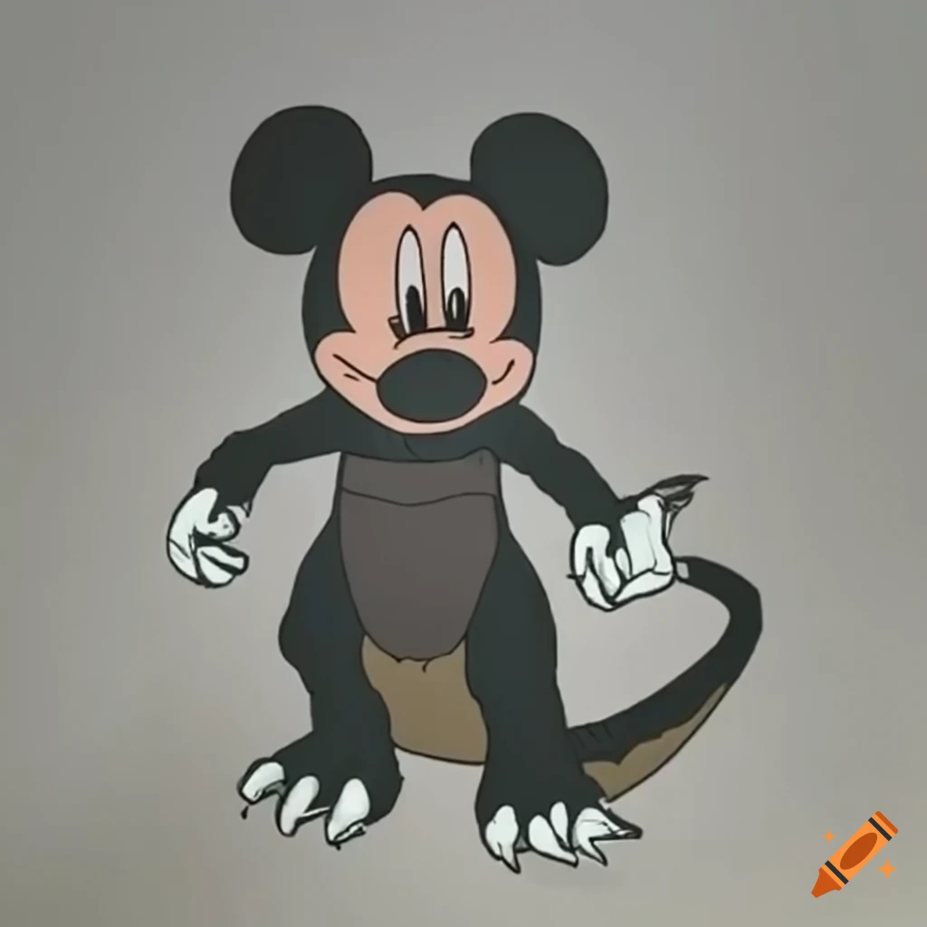 Fanart of godzilla and mickey mouse on Craiyon