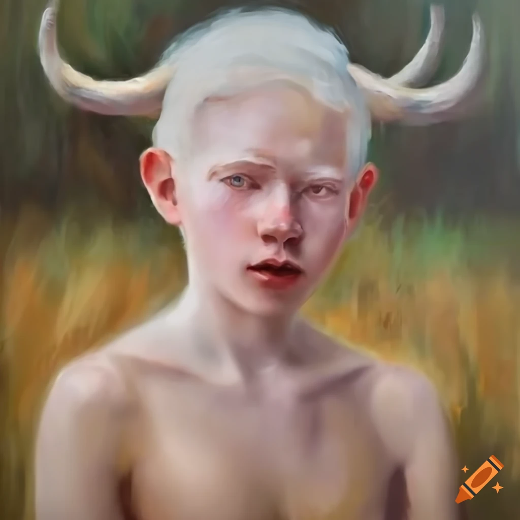 Portrait of a guy with horns in a field on Craiyon