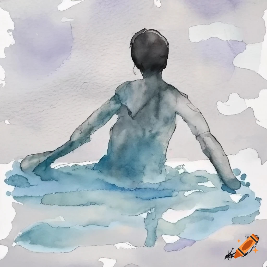 Painting of a person sinking in quicksand