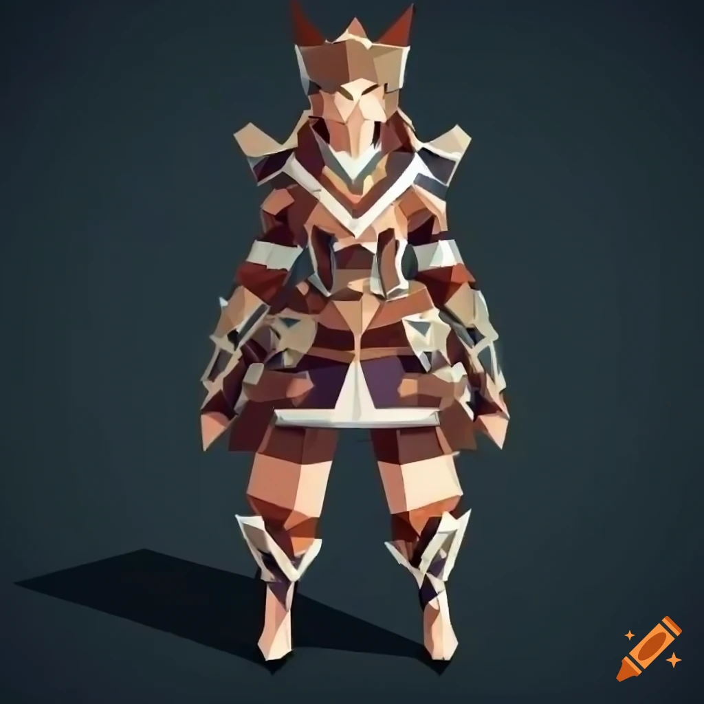 Low-poly style monster hunter character