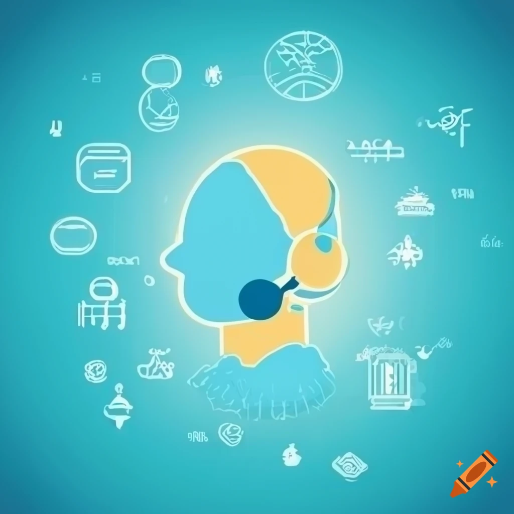 Vibrant background with customer support icons on Craiyon