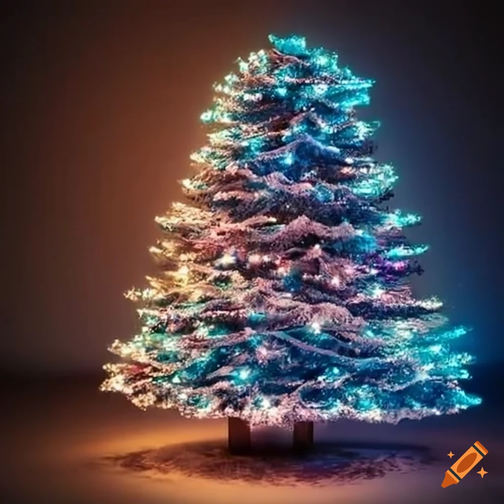 Enchanted polar lights illuminating a christmas tree