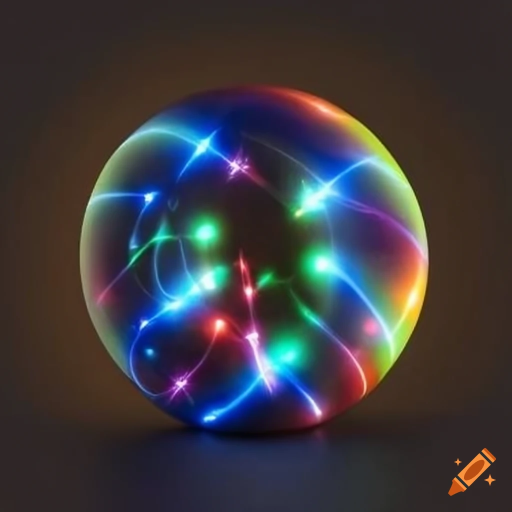 Dark glass sphere with colorful electric plasma inside