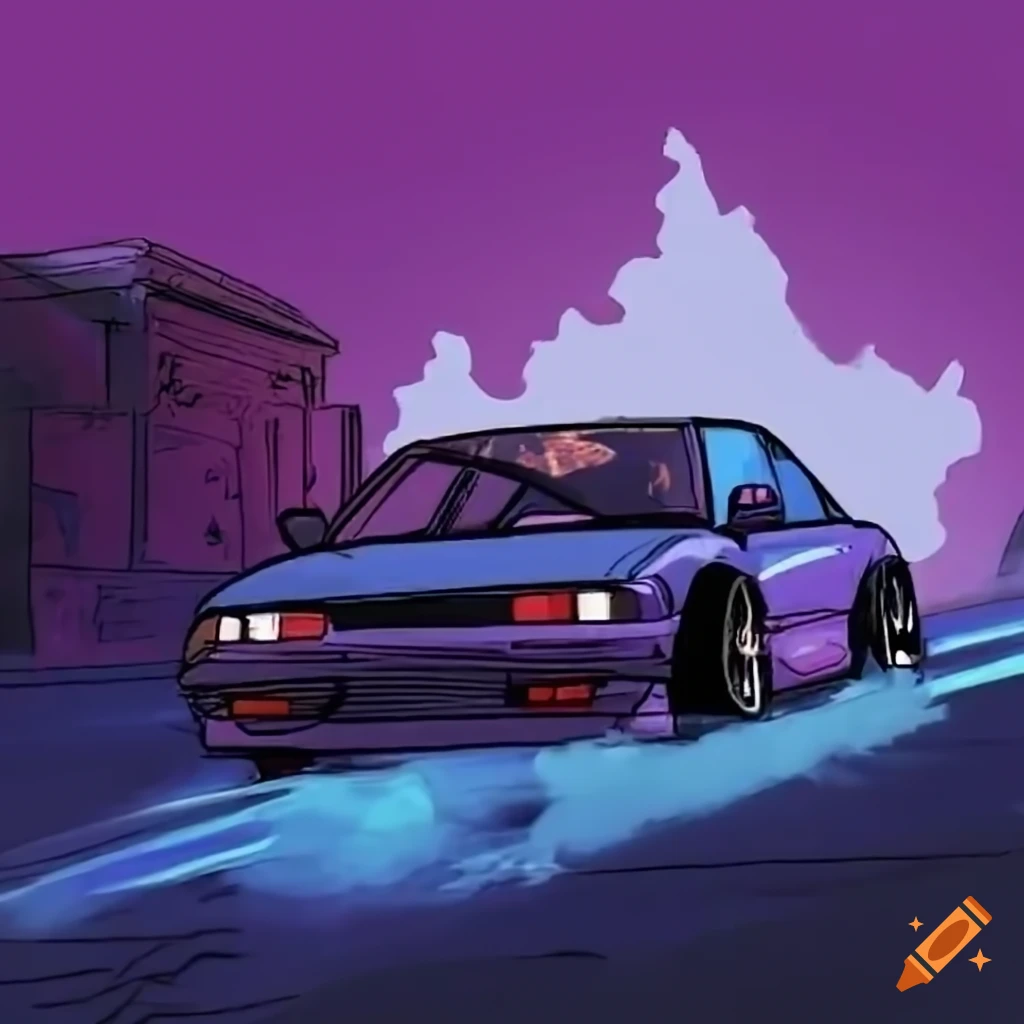 90's anime style drifting jdm car art on Craiyon