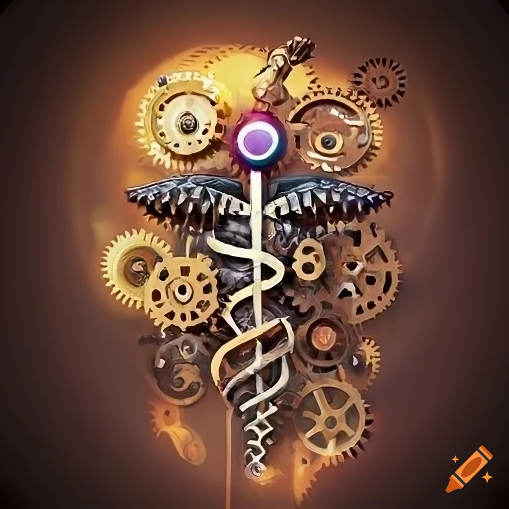 Clockwork caduceus symbol
