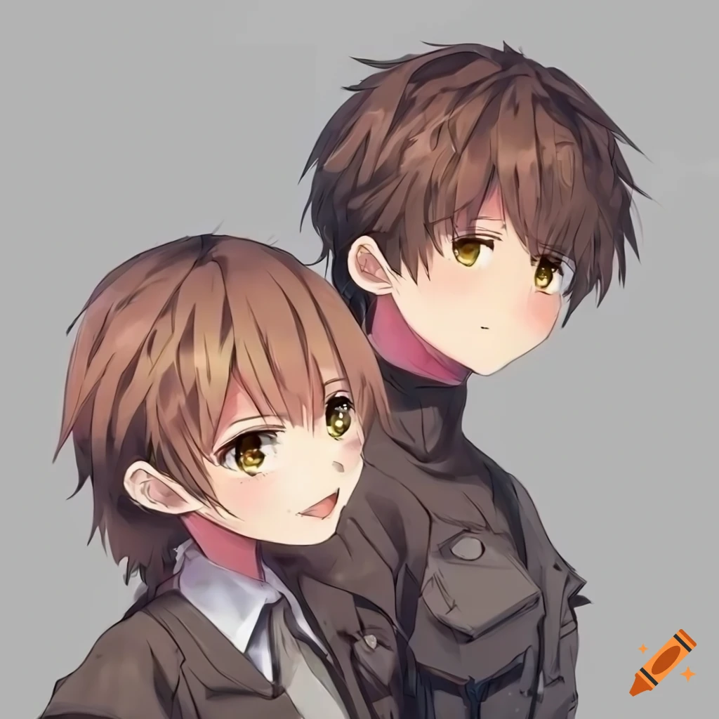 Heartwarming illustration of anime siblings with wolf features