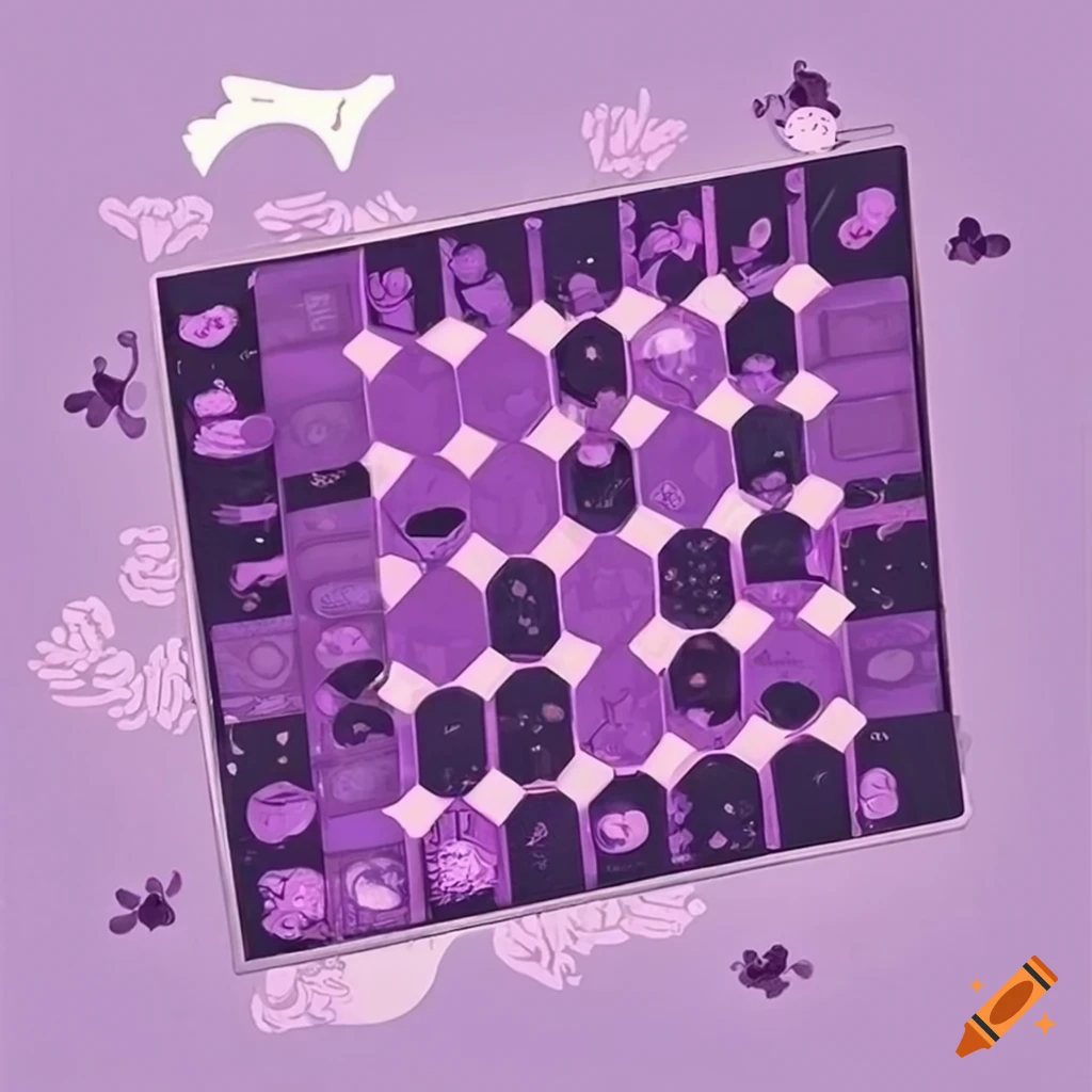 Violet aesthetic board game design on Craiyon