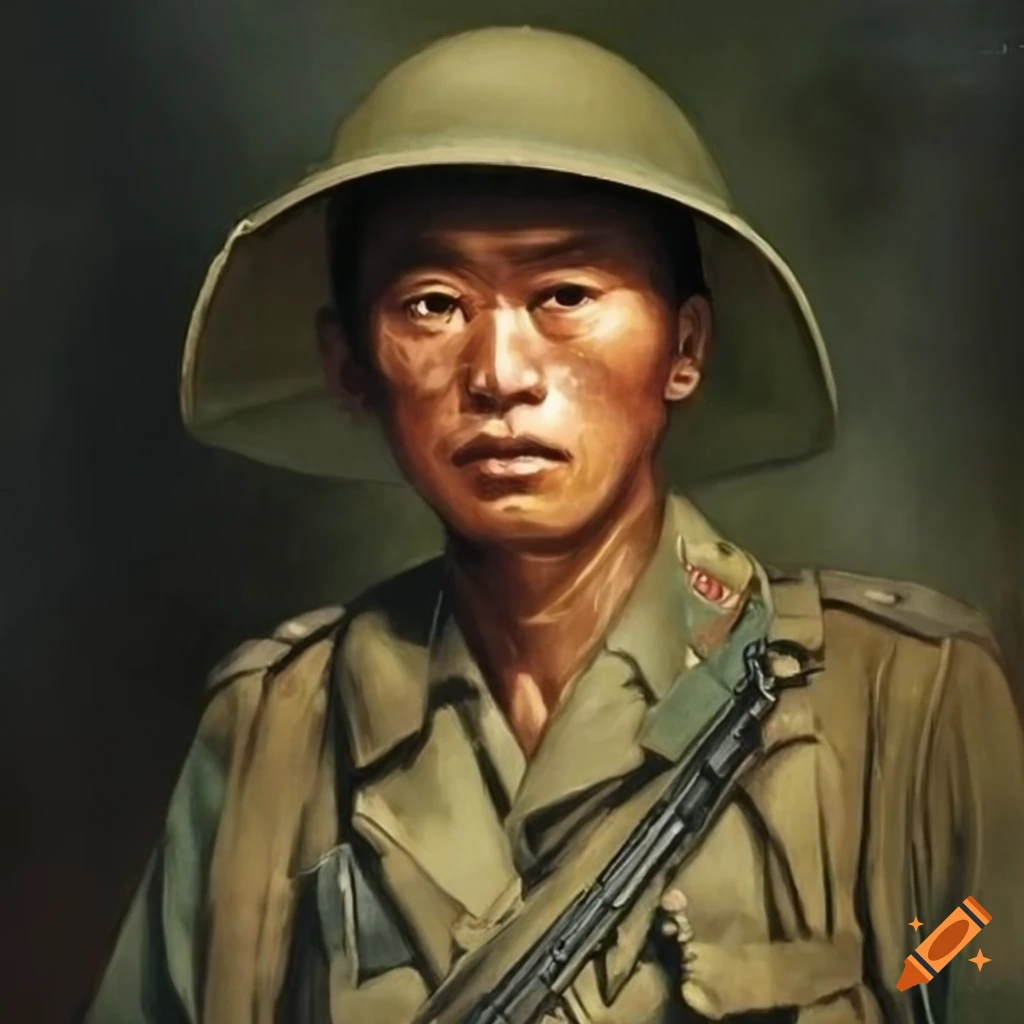 Close-up portrait of a battle-hardened Japanese soldier in Burma during ...