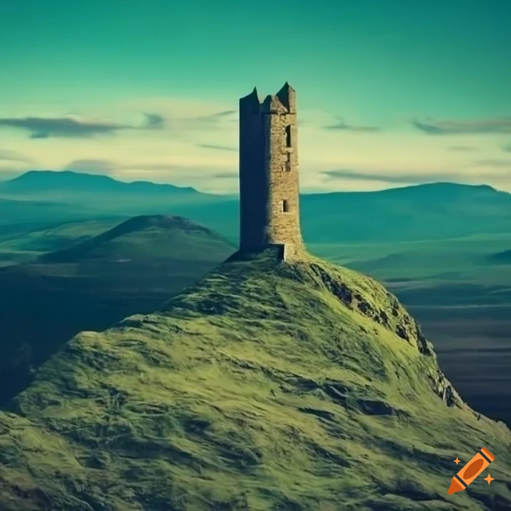 Scottish medieval stone tower on a hill