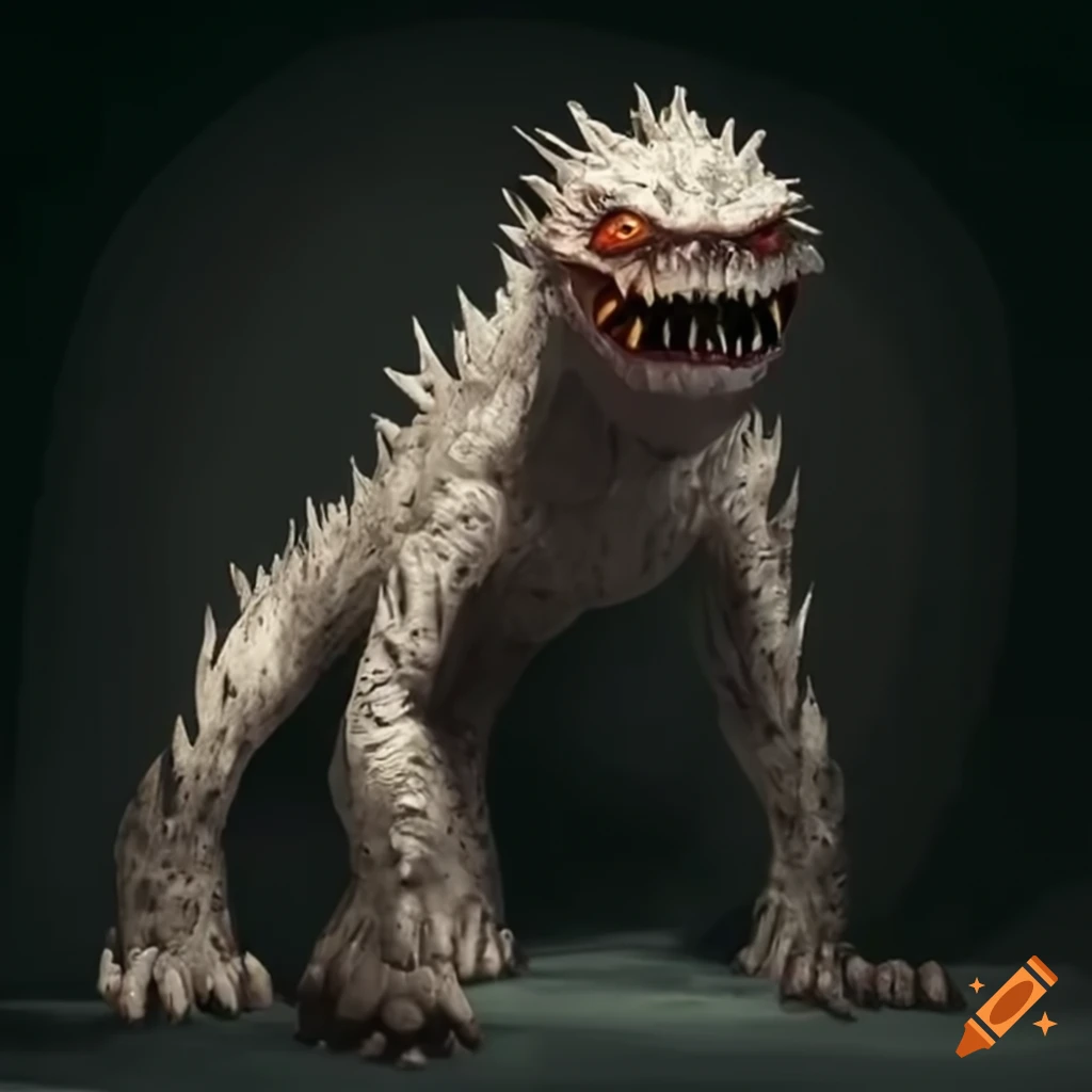 Illustration of a fearsome monster with sharp teeth and spiky arms on ...