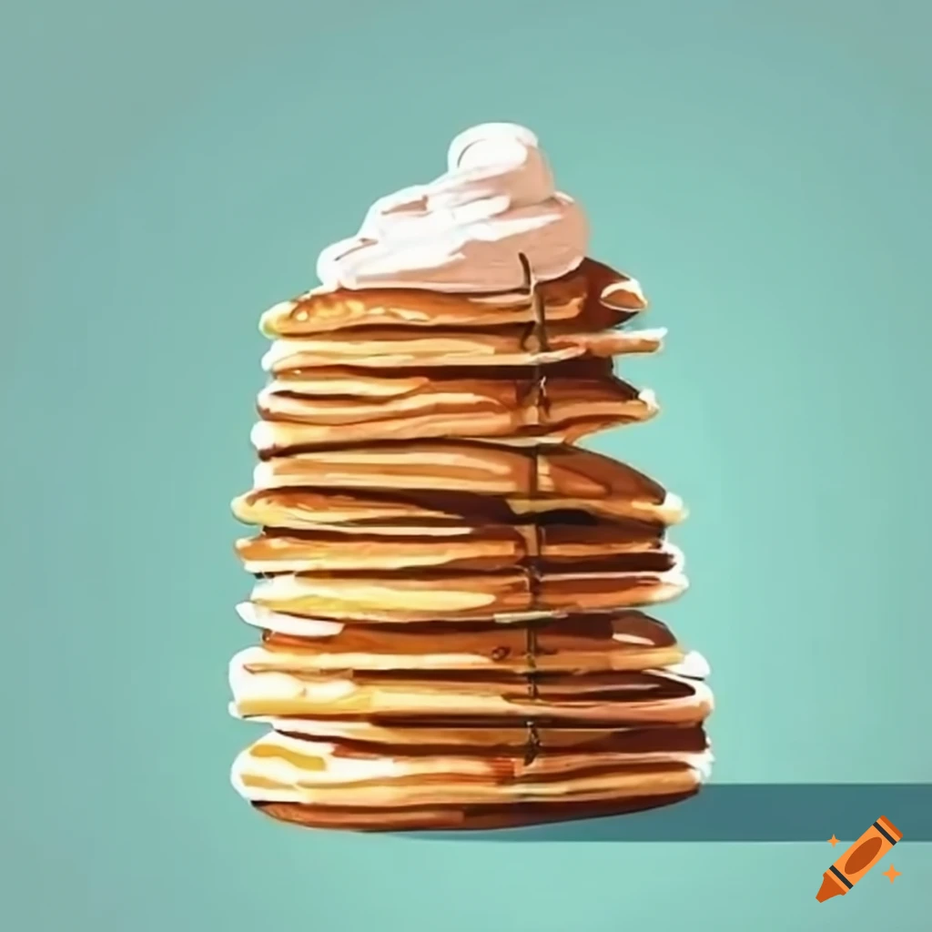 Stack of vanilla pancakes with raw ingredients