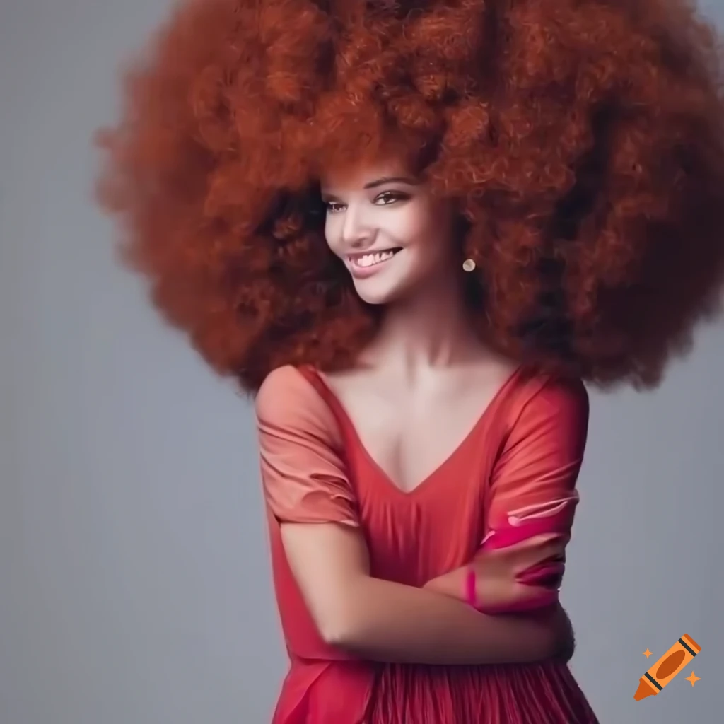 Portrait of a redhead woman with a beautiful afro