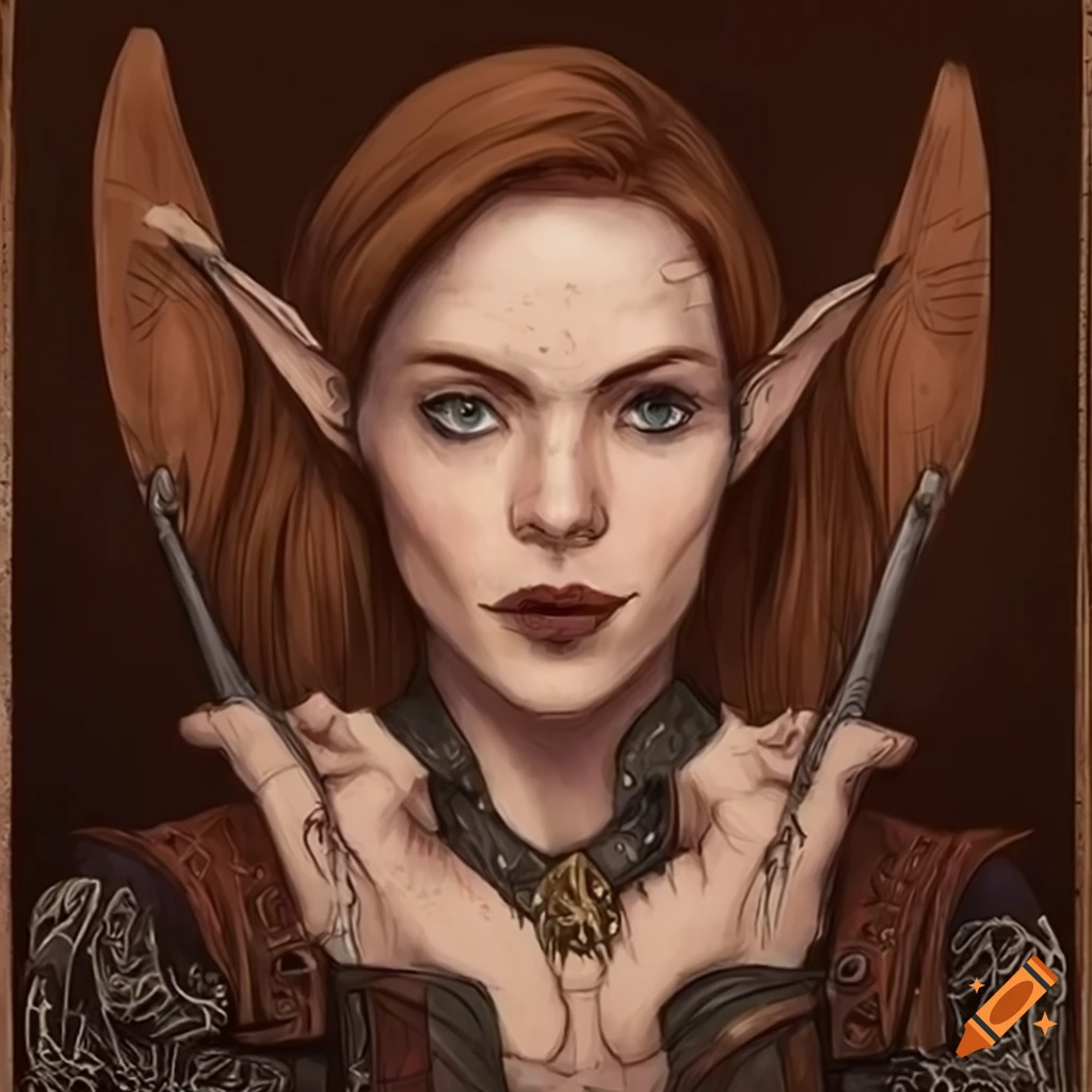 Portrait of a female elf rogue named staberella