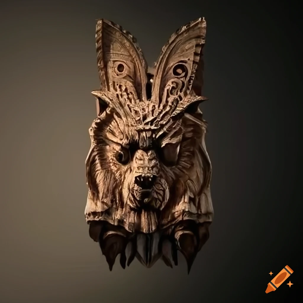 Detailed moth werewolf carving on Craiyon