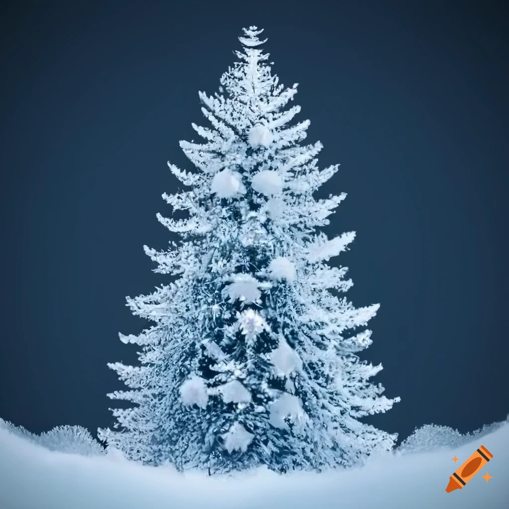 Silver snow-covered christmas tree