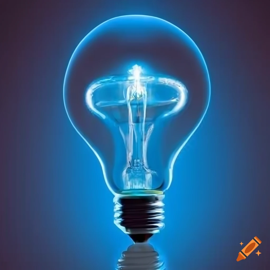 Abstract light bulb on blue background