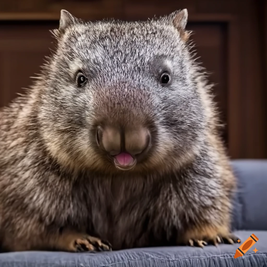 Wombat lounging on a couch
