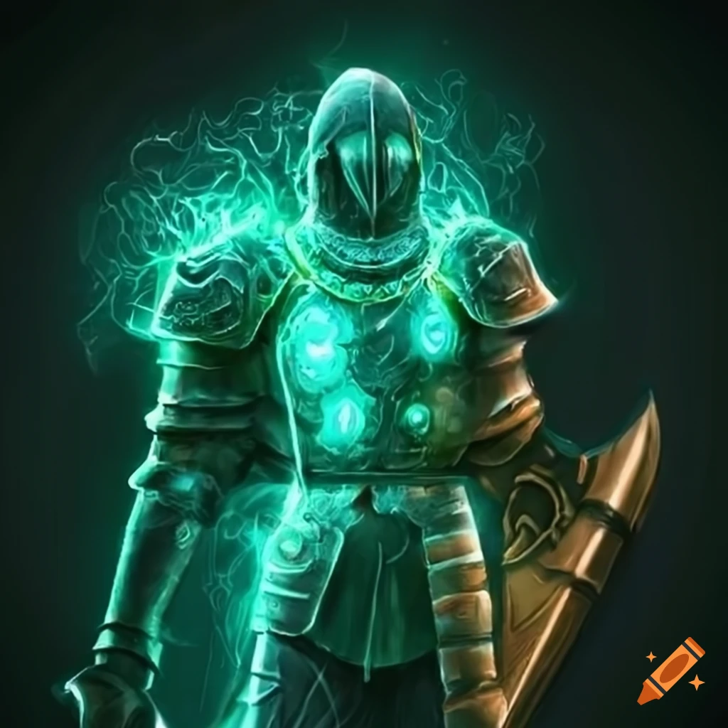 Knight with magical runes on his armor on Craiyon