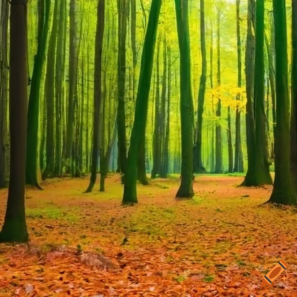 Dense forest with maple trees in summer on Craiyon