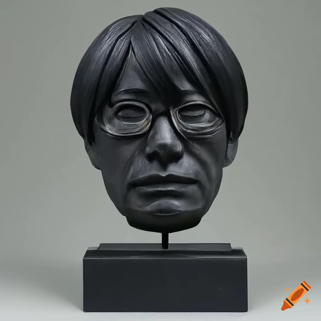 Black marble sculpture of Hideo Kojima's face on Craiyon