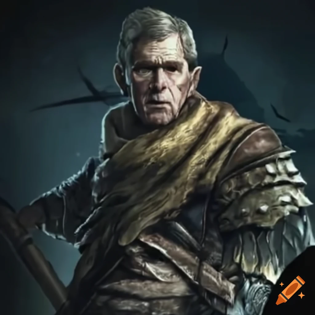 Satirical depiction of george bush as a boss character