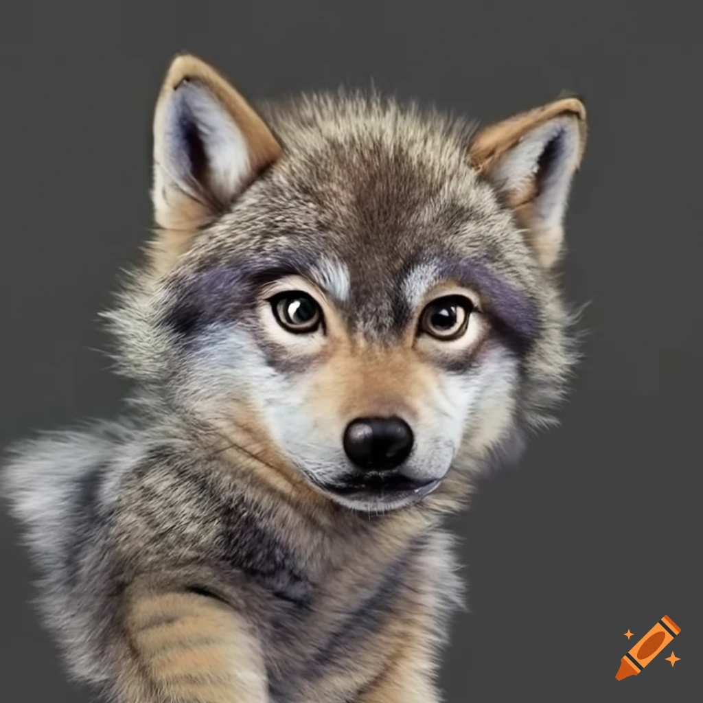 Cute grey baby wolf on Craiyon