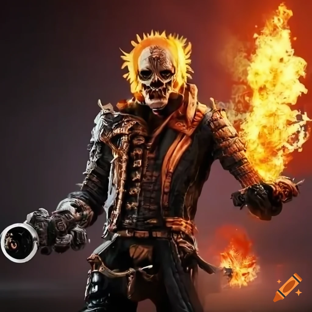 Character design of a steampunk ghost rider
