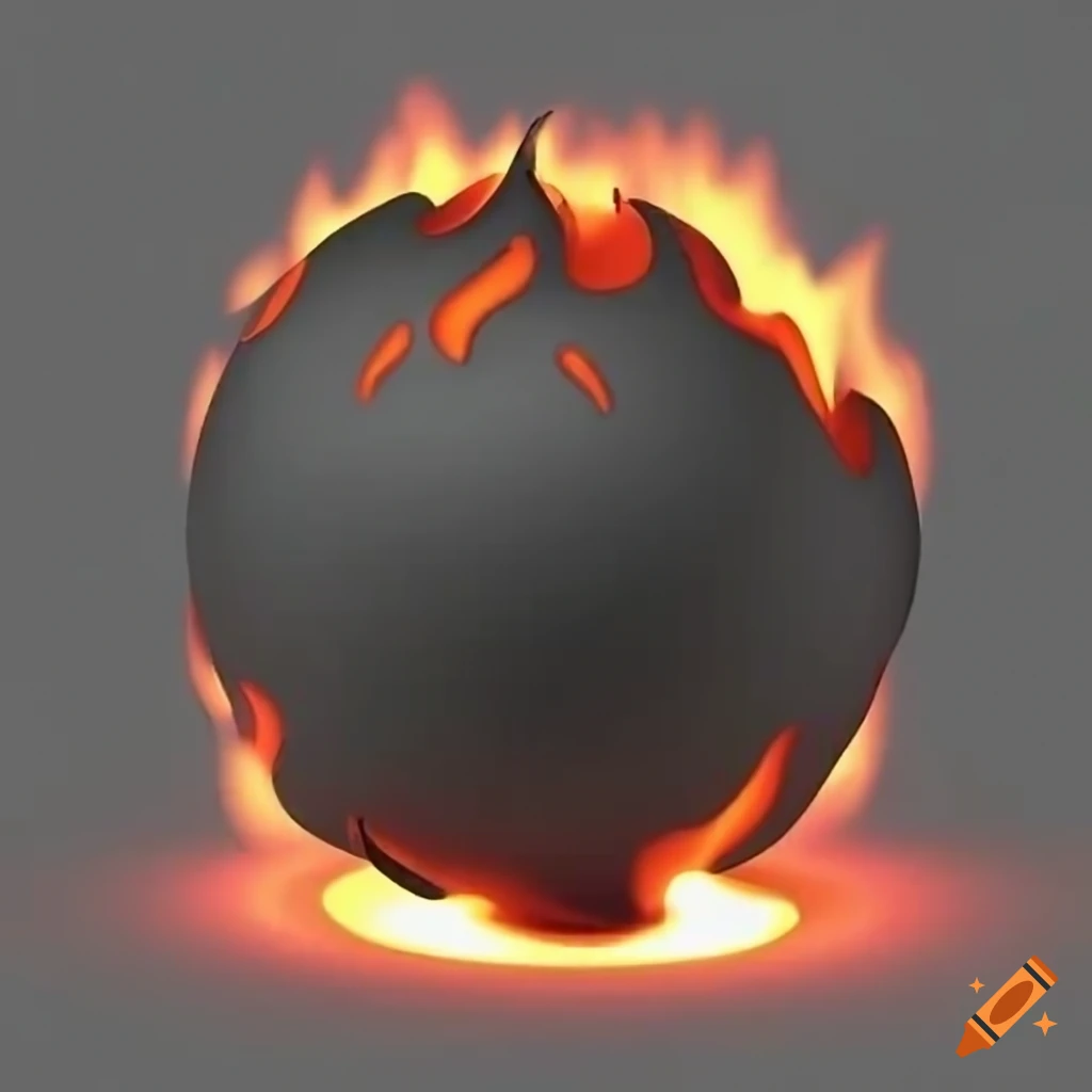 3d cartoon black flame orb