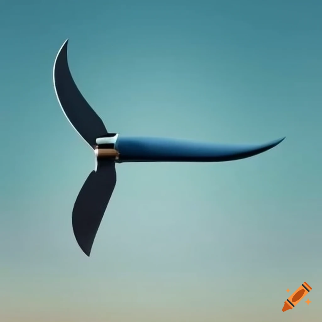 Custom knife handle shaped like a wind turbine