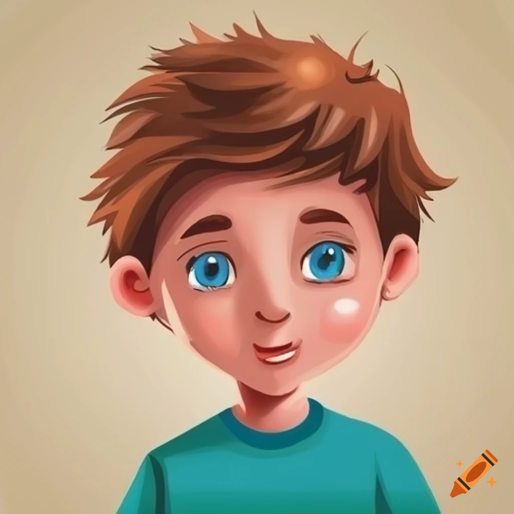 Cartoon illustration of a boy on Craiyon