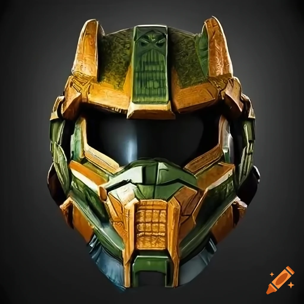 Quetzalcoatl-inspired master chief gaming helmet
