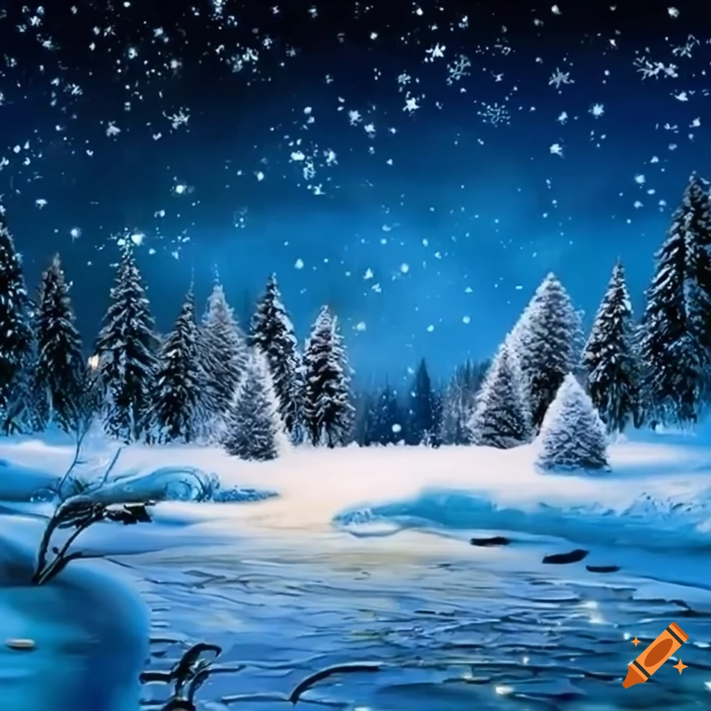 Winter landscape with a christmas theme