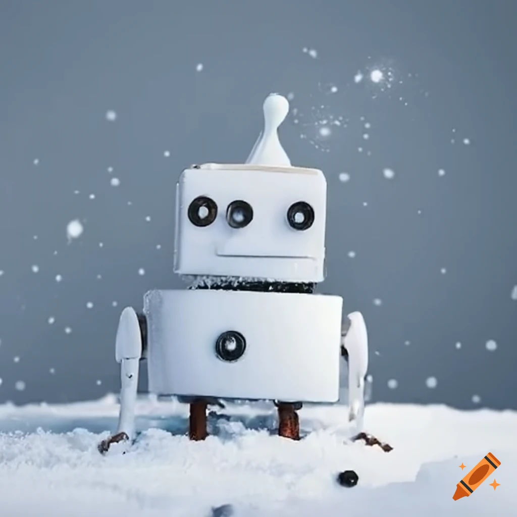 Snow robot sculpture in winter on Craiyon