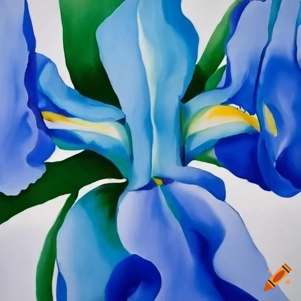 Georgia o'keeffe inspired drawing of blue iris on Craiyon