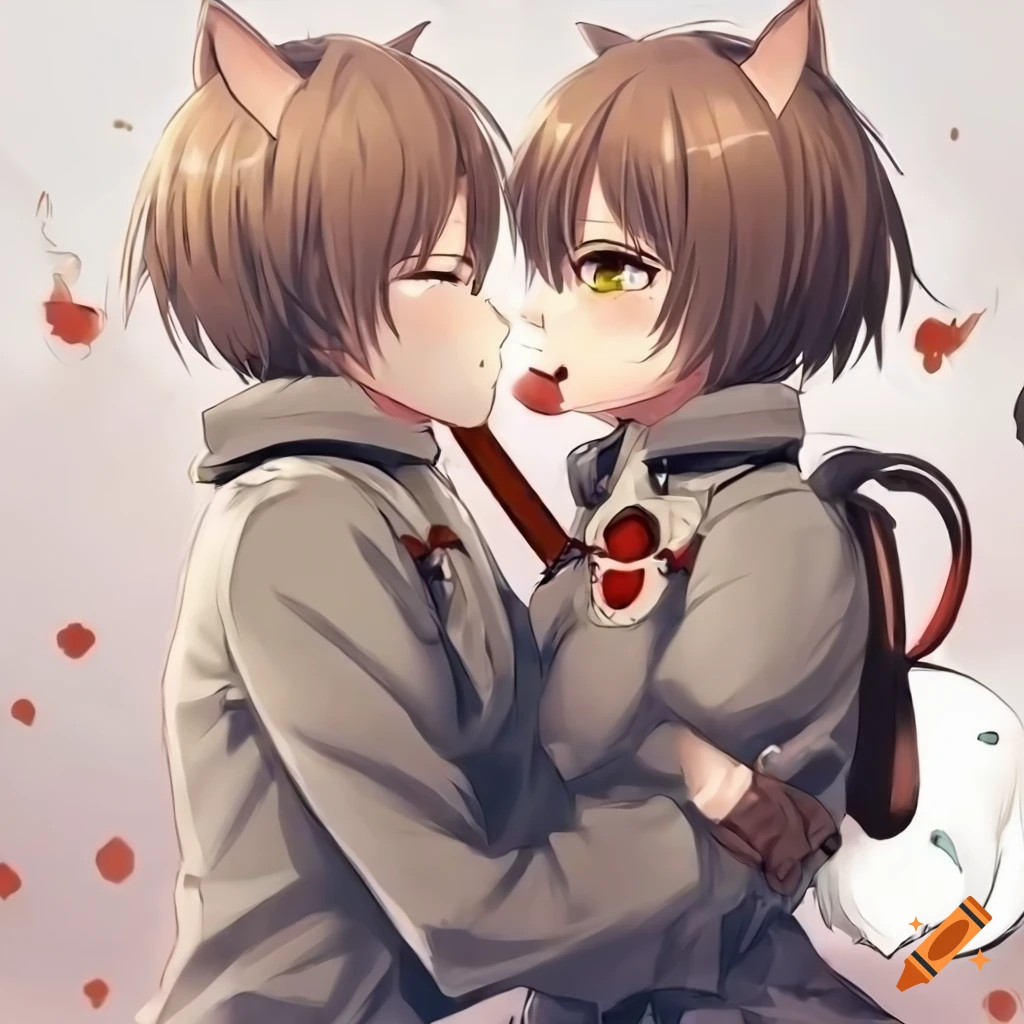 Heartwarming illustration of anime siblings with wolf features on Craiyon