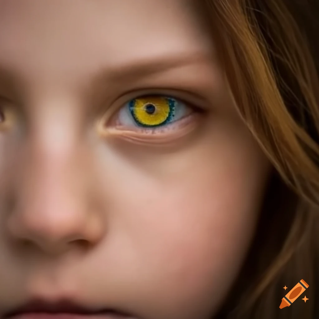 Portrait of a girl with captivating yellow eyes