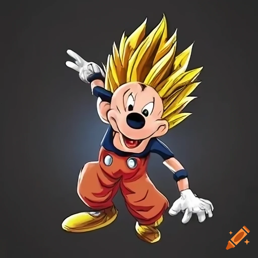 Mickey mouse as super saiyan on Craiyon