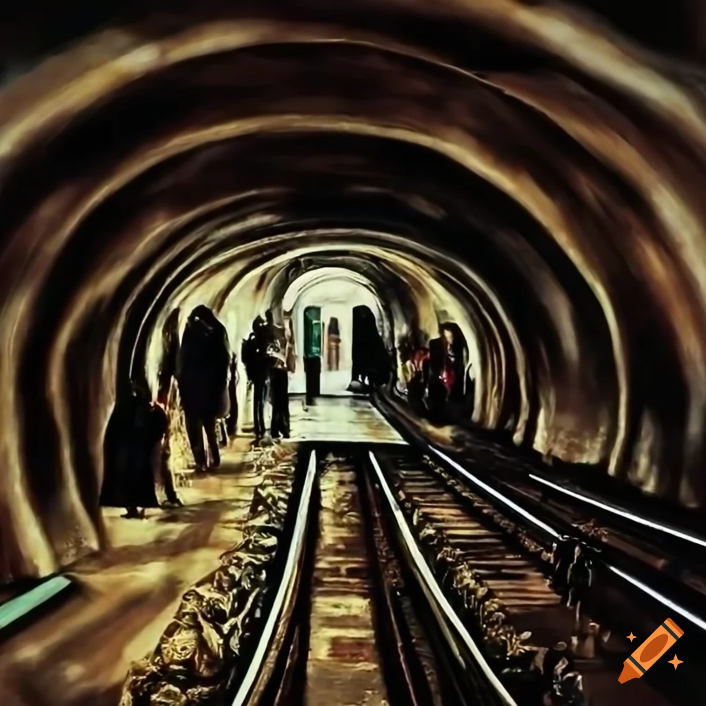 Artistic depiction of underground train in london on Craiyon