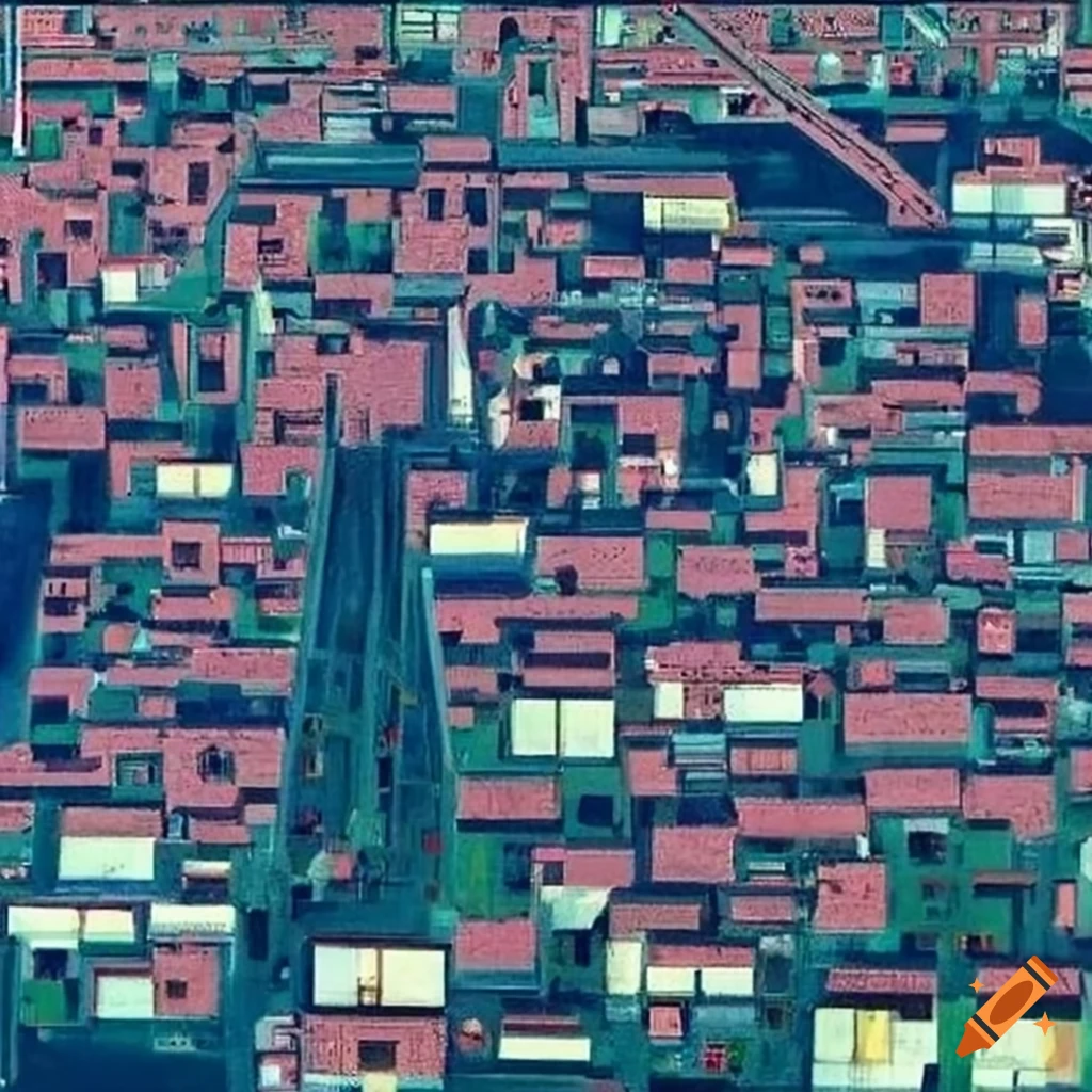 Closeup of electronic chips in a slum aerial interchange artwork