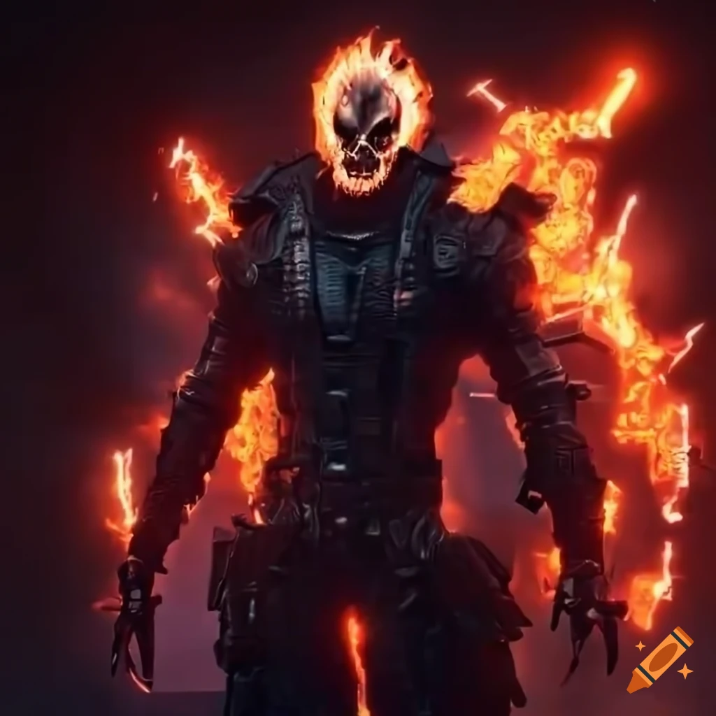 Cyberpunk ghost rider in a factory on Craiyon