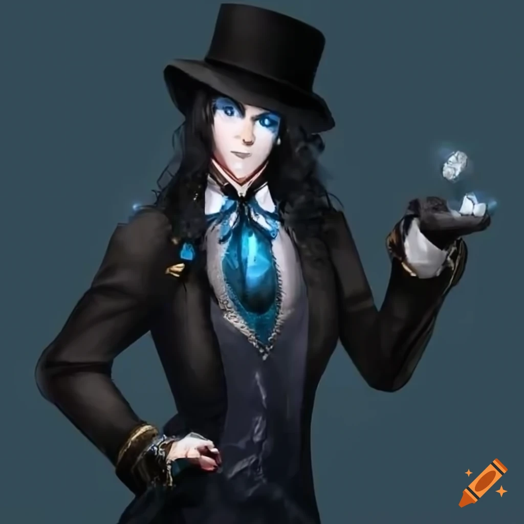 Artistic depiction of a victorian gentleman with blue magic on Craiyon