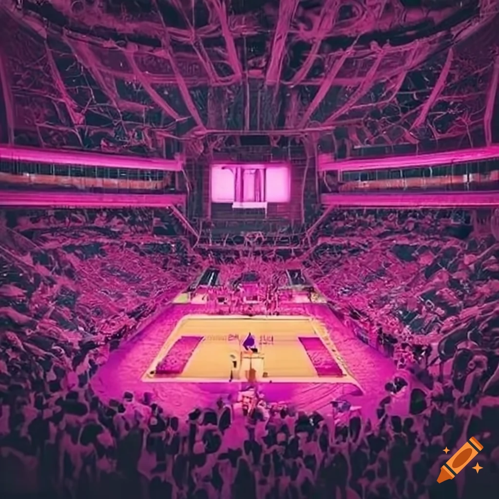 Image of a huge pink fairy basketball stadium on Craiyon