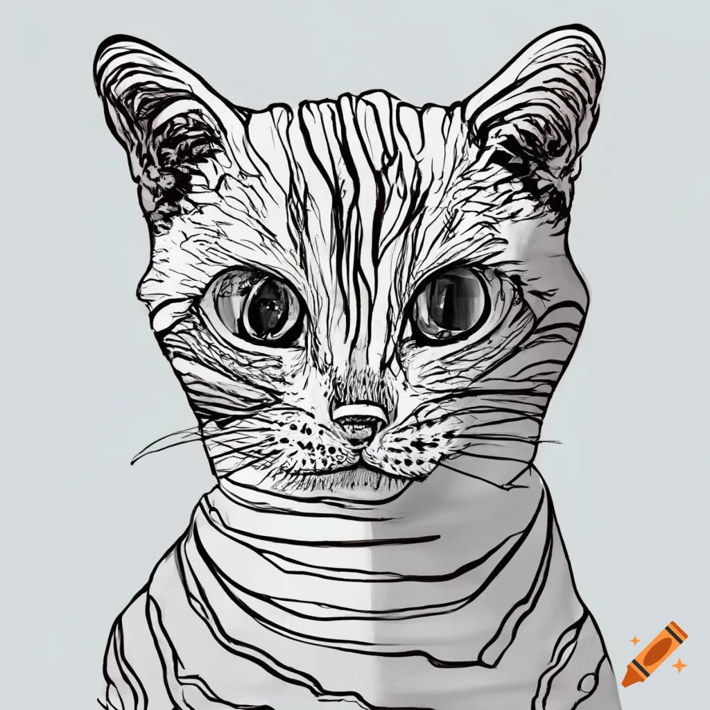 Cat depicted in contour line drawing
