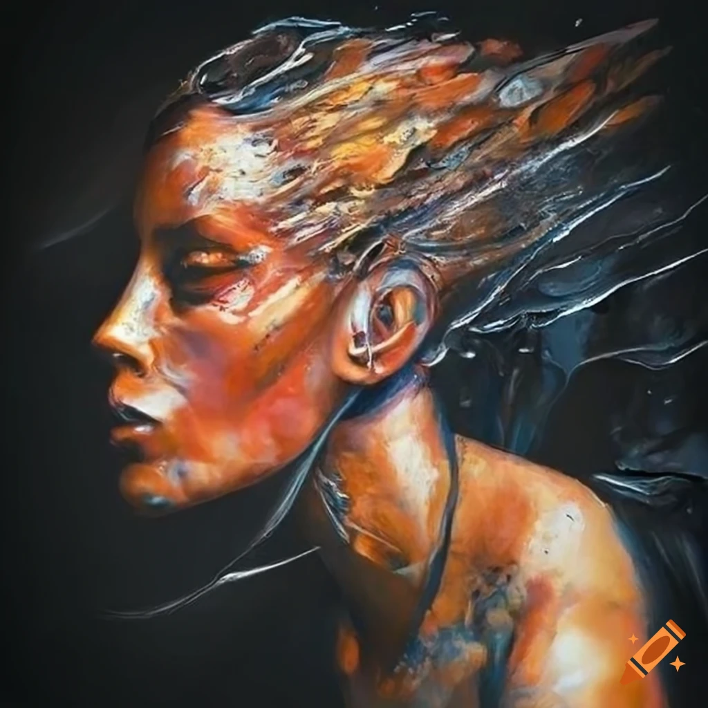 Abstract profile portrait of a pale woman on Craiyon