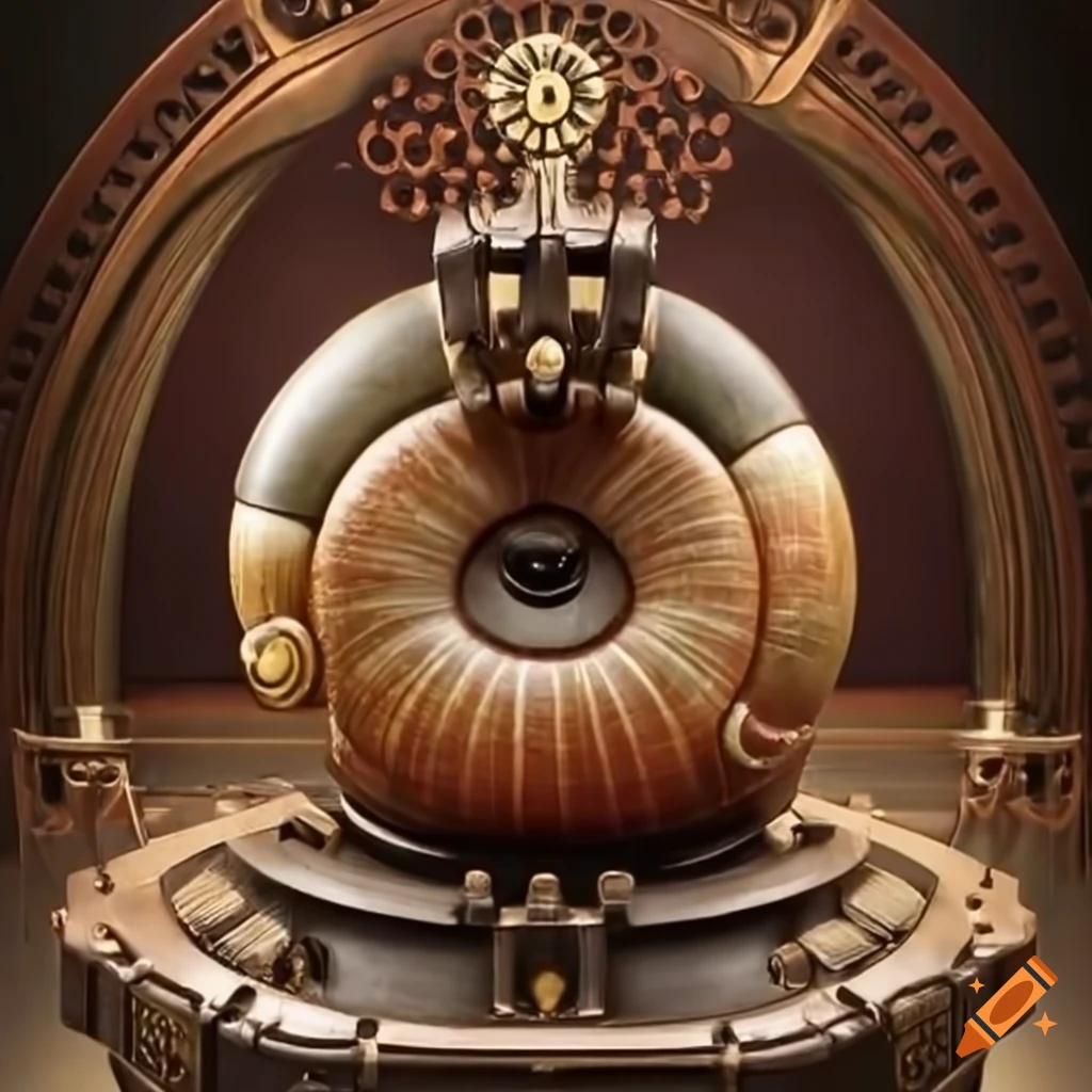 Steampunk art deco style snail machines on Craiyon