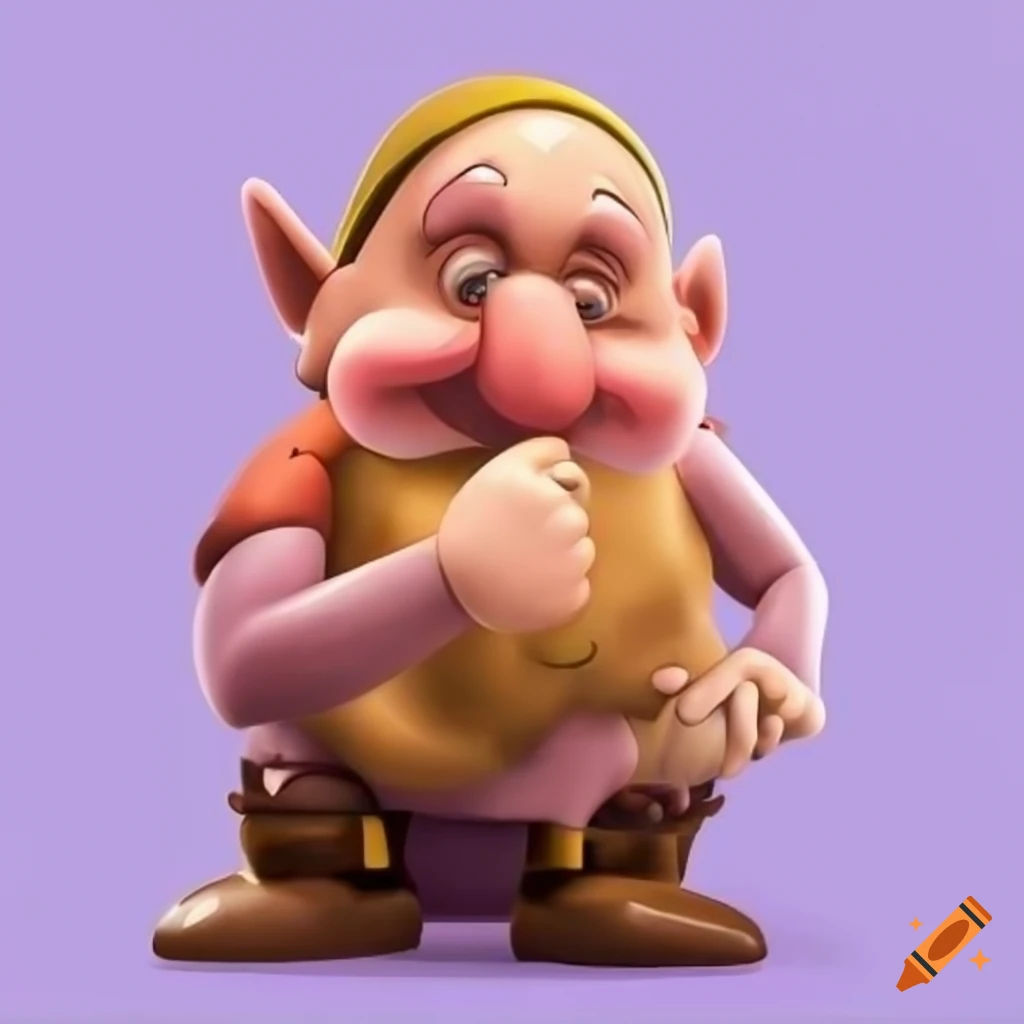 Cartoon dwarf with funny expression on Craiyon
